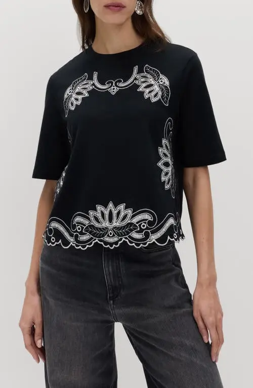 PER UNA BY M&S Cutwork Jersey T-shirt - Black