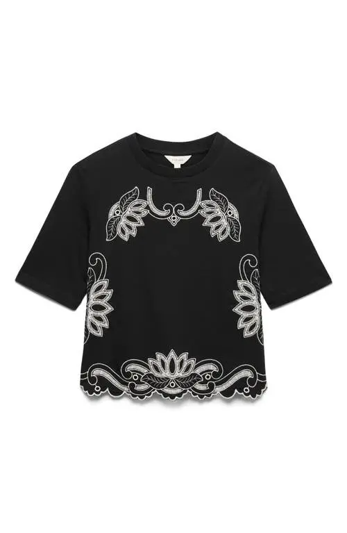 PER UNA BY M&S Cutwork Jersey T-shirt - Black