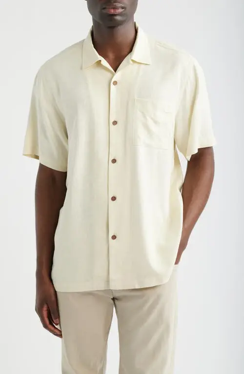 Tommy Bahama Blush Bayou Silk Camp Shirt - Cloud Cream