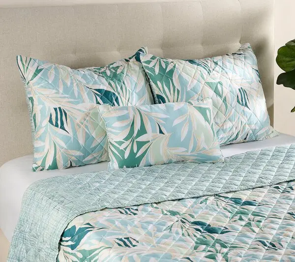 KIM GRAVEL HOME Printed Palm Reversible Tw Quilt Set W/ Pillow Kim Gravel - One-color