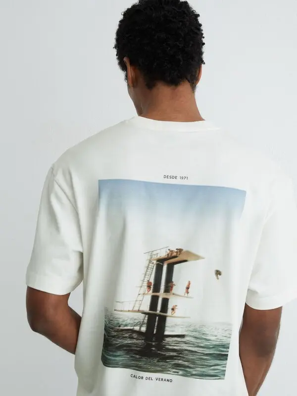 REISS Splash Cotton Dive-print Relaxed-fit T-shirt