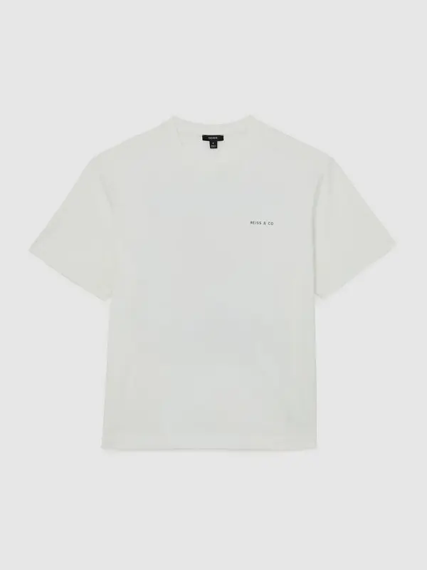 REISS Splash Cotton Dive-print Relaxed-fit T-shirt
