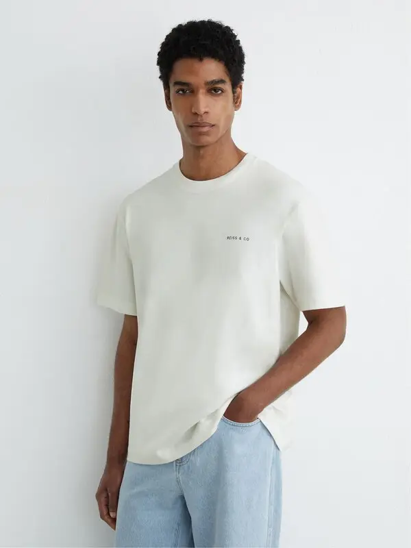 REISS Splash Cotton Dive-print Relaxed-fit T-shirt