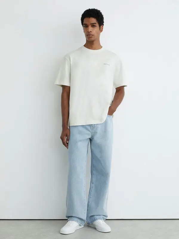 REISS Splash Cotton Dive-print Relaxed-fit T-shirt