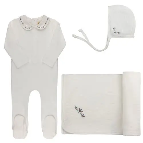 ELY'S & CO. Layette Set - Ivory/blue