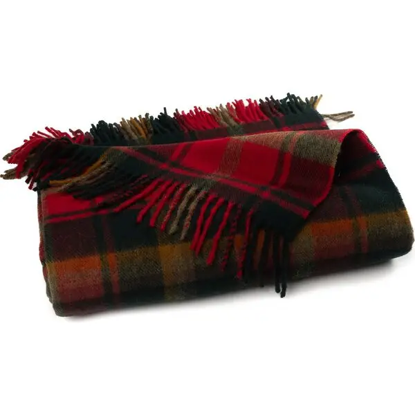 PRINCE OF SCOTS Highland Tartan Tweed Merino Wool Throw - Dark Maple