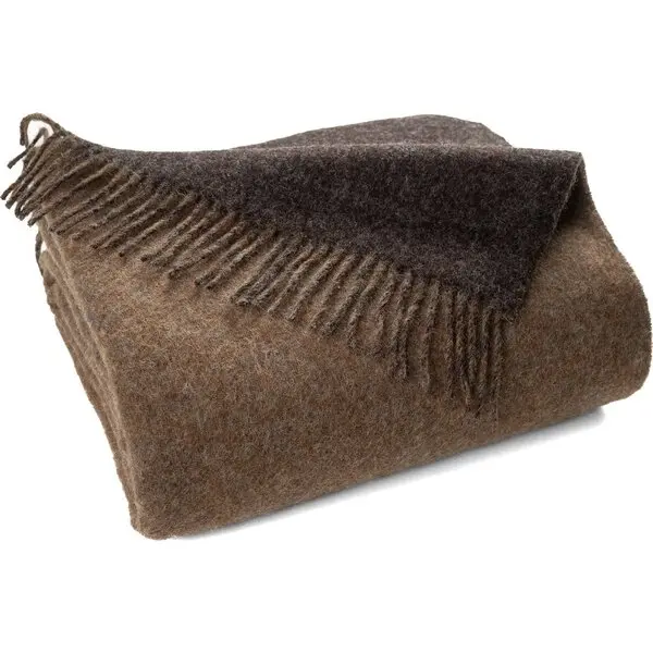 PRINCE OF SCOTS Highland Tweeds Reversible Double Cloth Throw - Mocha/brown