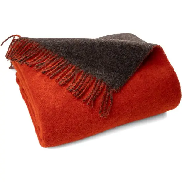 PRINCE OF SCOTS Highland Tweeds Reversible Double Cloth Throw - Orange/brown