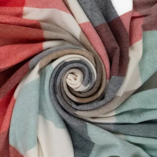 PRINCE OF SCOTS Southampton Home Merino Wool Throw - Block Melon