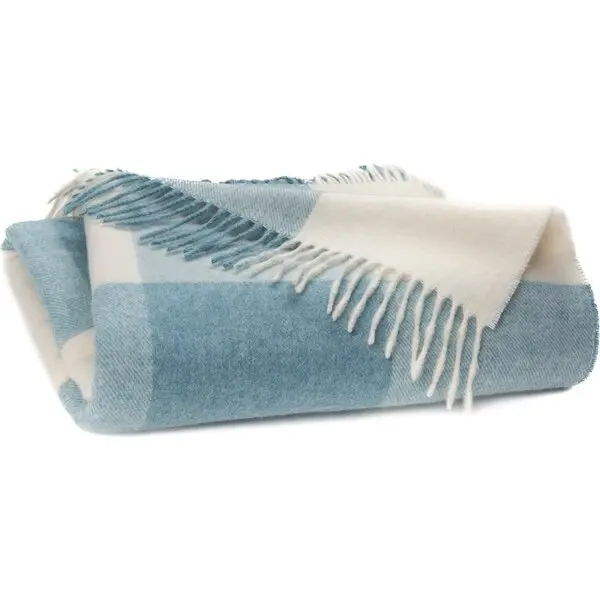 PRINCE OF SCOTS Southampton Home Merino Wool Throw - Block Sky