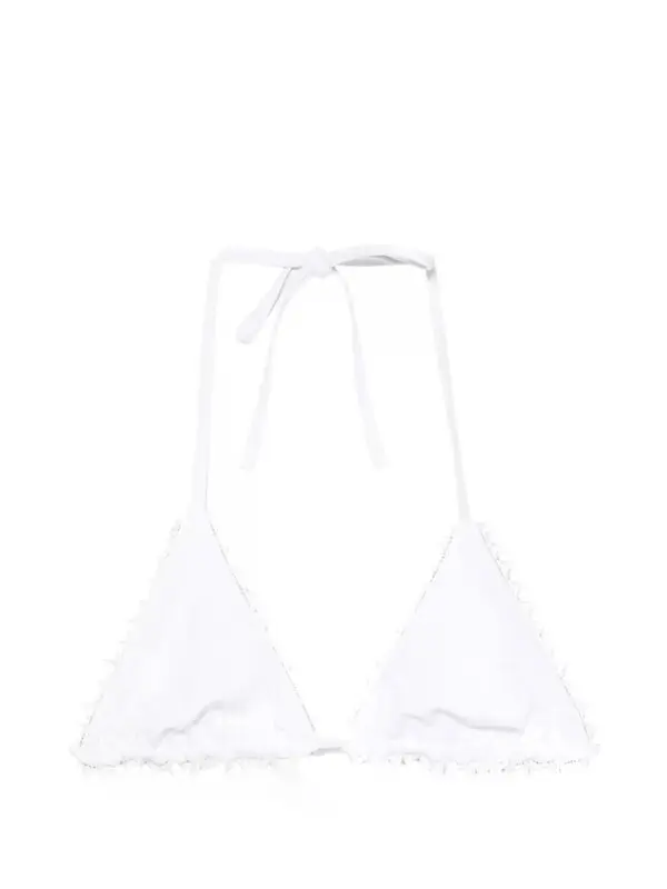 Jacquemus Ruffled Triangle Bikini Top - White