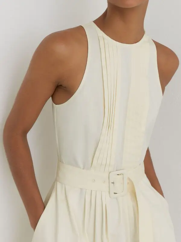 REISS Stretch-cotton Stripe-detail Midi Dress