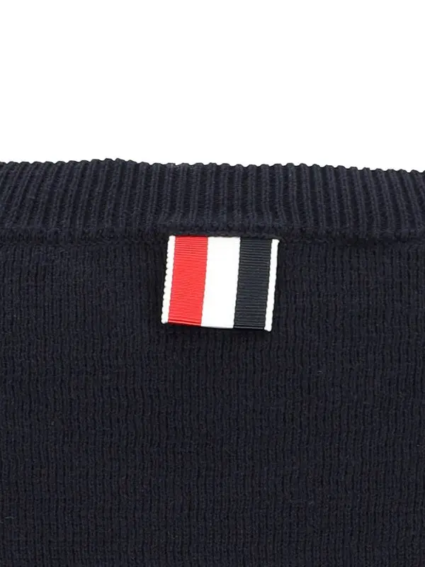Thom Browne Cotton Sweater With 4-bar Detailing - Blue