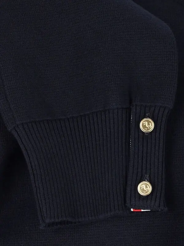 Thom Browne Cotton Sweater With 4-bar Detailing - Blue