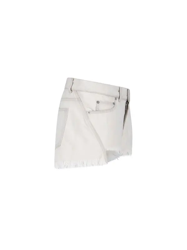 Rick Owens Denim Bias Cutoff Shorts - Cream
