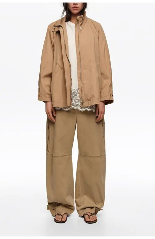 Bimba Y Lola Fluid High Neck Trench - Camel