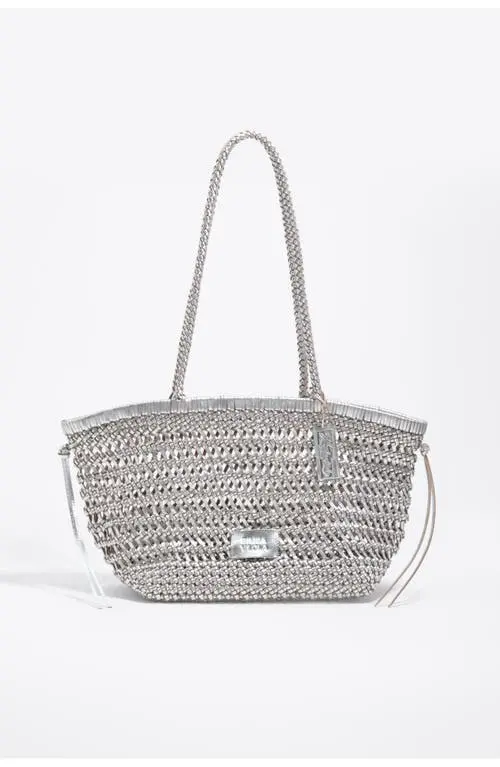 Bimba Y Lola Plaited Leather Shopper Bag - Silver