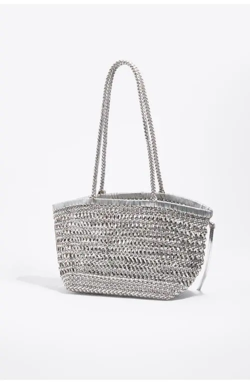Bimba Y Lola Plaited Leather Shopper Bag - Silver