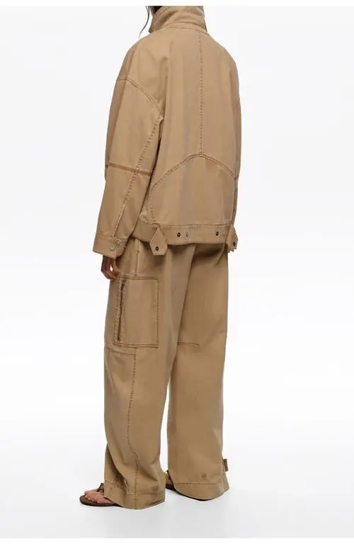 Bimba Y Lola Washed Double-breasted Jacket - Camel