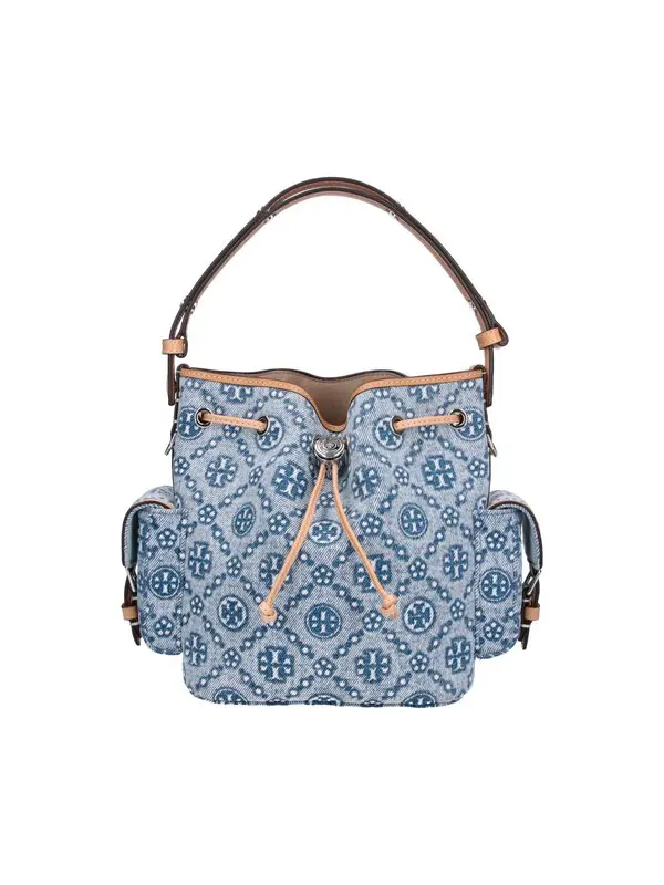 Tory Burch T Monogram Bucket Bag - Light Blue