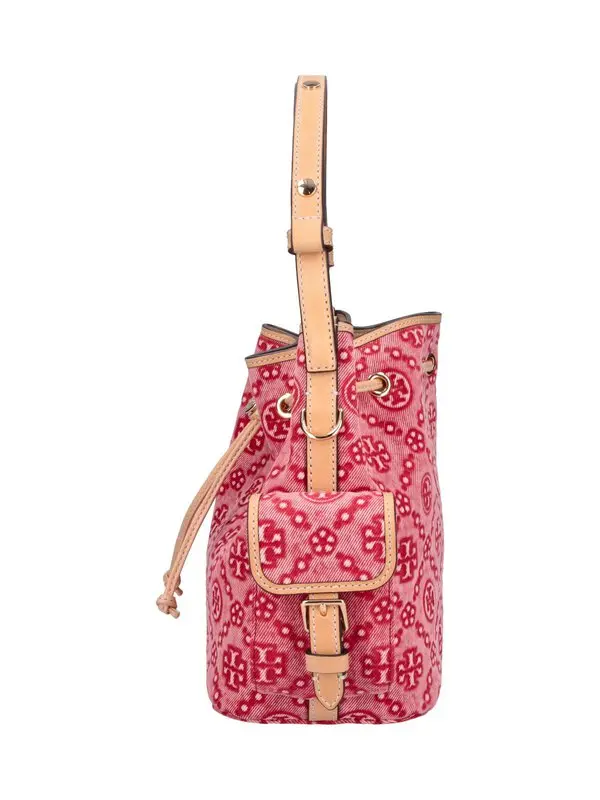 Tory Burch T Monogram Bucket Bag - Red