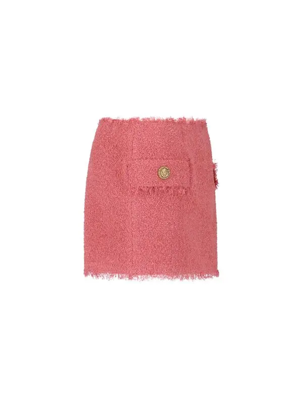 Balmain Tweed Mini Skirt - Pink