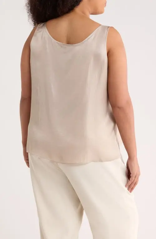 Eileen Fisher Scoop Neck Satin Tank - Wheat