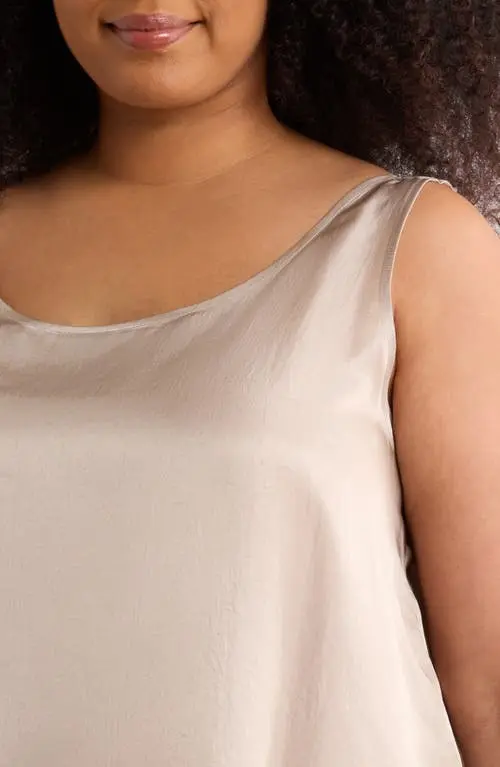 Eileen Fisher Scoop Neck Satin Tank - Wheat