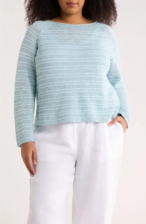 Eileen Fisher Bateau Neck Stripe Sweater - Breeze