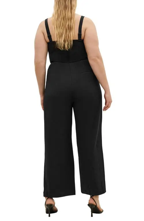 City Chic Wide Leg Plunge Jumpsuit
