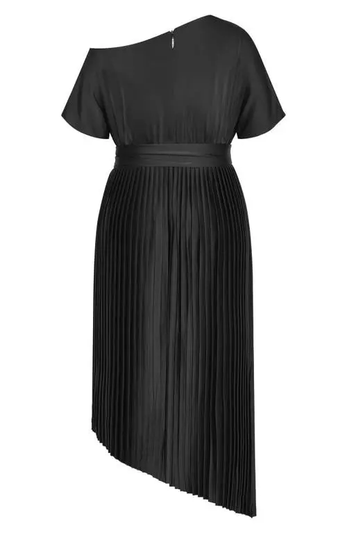 City Chic Payton Pleated One-shoulder Maxi Dress