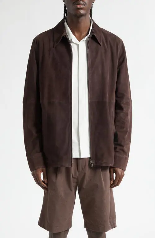 Herno Suede Zip-up Jacket - Chocolate