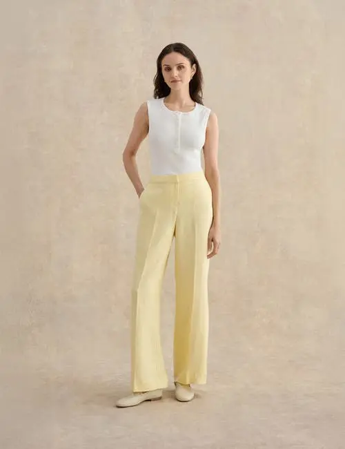 HOBBS LONDON High-waist Wide Leg Linen Trousers