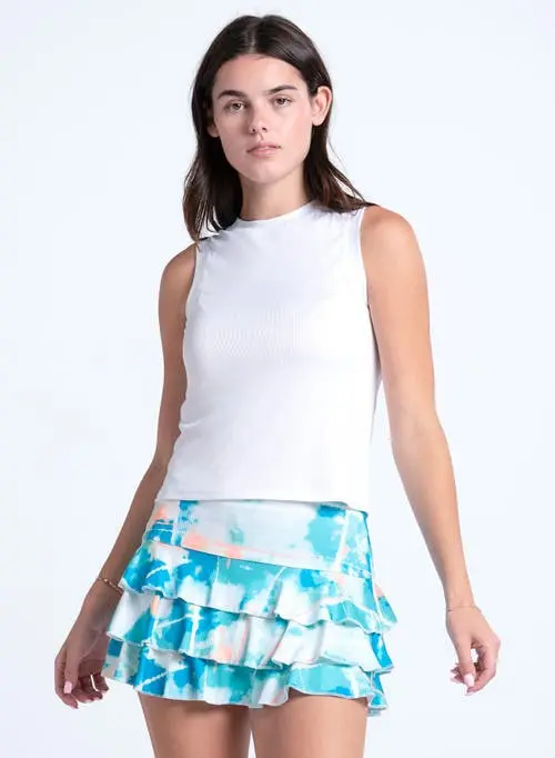 Lucky In Love Rib Muscle Tank - White