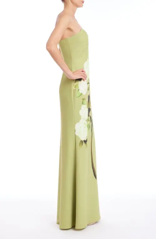 Badgley Mischka Floral Strapless Sheath Gown
