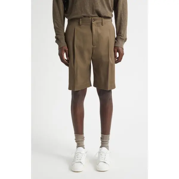 GOLDEN GOOSE Journey Pleated Virgin Wool Bermuda Shorts