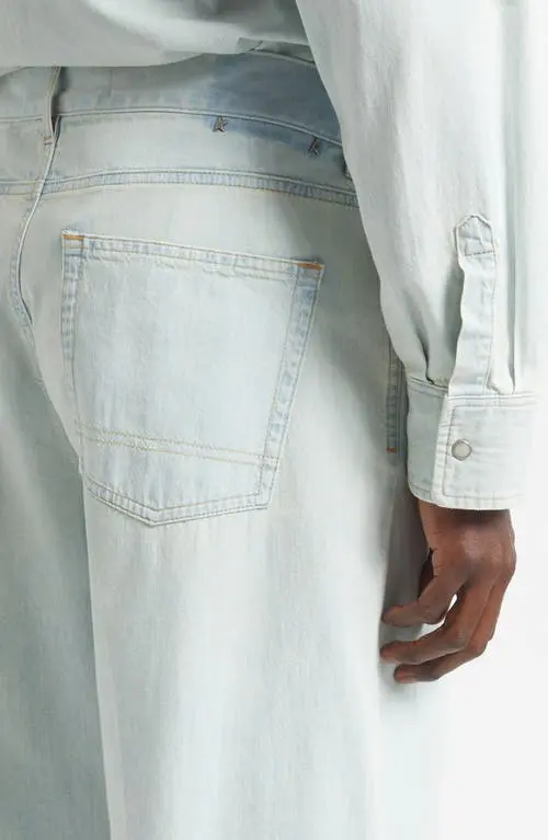 GOLDEN GOOSE Journey Parker Wide Leg Jeans - Light Blue