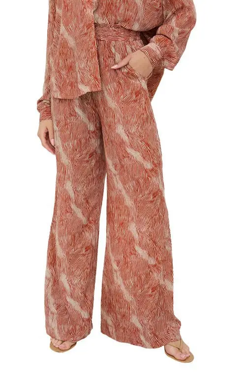RAFFYA High Waist Tiger Print Trouser - Red