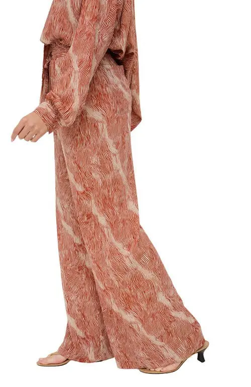 RAFFYA High Waist Tiger Print Trouser - Red