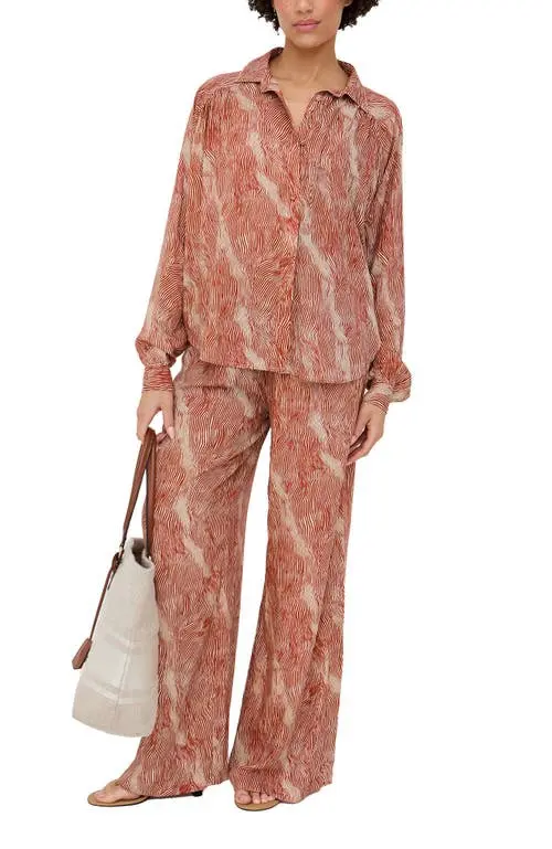 RAFFYA High Waist Tiger Print Trouser - Red