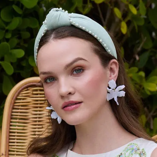 Lele Sadoughi Knotted Headband With Pearl Trim