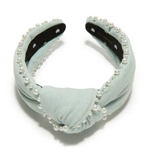Lele Sadoughi Knotted Headband With Pearl Trim