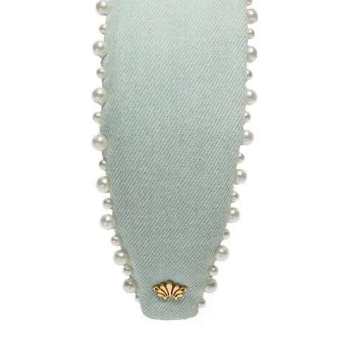 Lele Sadoughi Knotted Headband With Pearl Trim