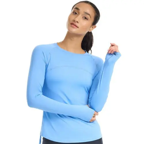 BLOQUV Sun And Uv Protection Drawstring Crew Shirt - Indigo