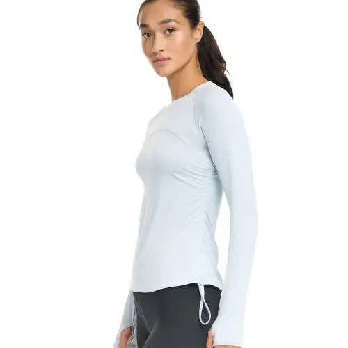 BLOQUV Sun And Uv Protection Drawstring Crew Shirt - Soft Gray