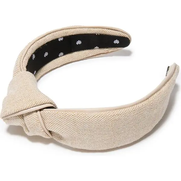 Lele Sadoughi Knotted Headband With Faux Leather Trim - Beige