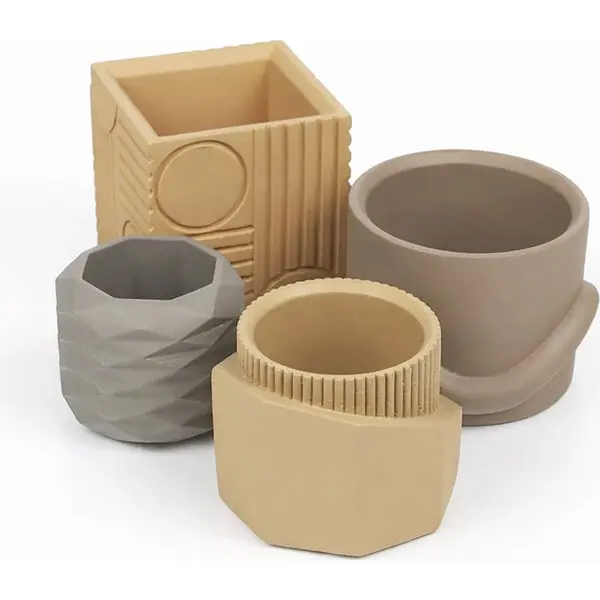 JONATHAN Y Romy Modern Minimalist Handmade Concrete Geometric Planter Set With Drainage Holes - Terra