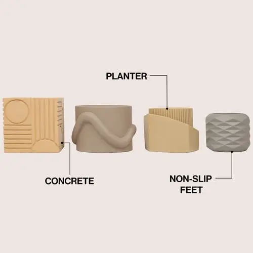 JONATHAN Y Romy Modern Minimalist Handmade Concrete Geometric Planter Set With Drainage Holes