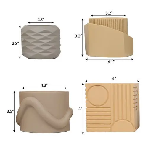JONATHAN Y Romy Modern Minimalist Handmade Concrete Geometric Planter Set With Drainage Holes