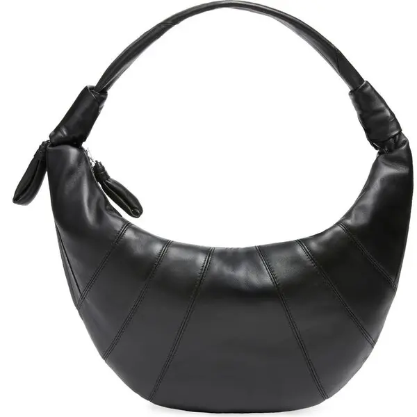 LEMAIRE Fortune Croissant Leather Shoulder Bag - Black